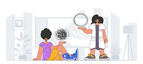 주제 도움말 절망감과 절망감에 사로 잡힌 사람 심리학자는 얽힌 생각을 풀어냅니다 환자는 무언가를 이해하려고 노력하고 있음을 보여