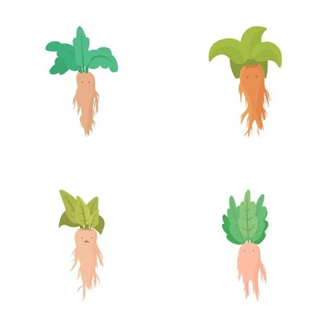Set Of Cute Cartoon Root Vegetable Characters 48454243 Vector Art At Vecteezy