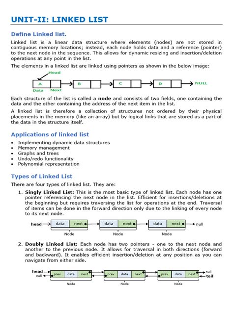Unit Ii Linked List 2 Pdf Pointer Computer Programming Software Engineering