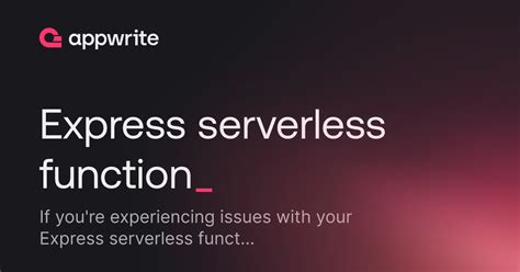 Express Serverless Function Threads Appwrite