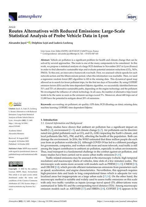 Pdf Routes Alternatives With Reduced Emissions Large Scale