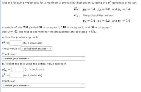 solved test the following hypotheses for a multinomial