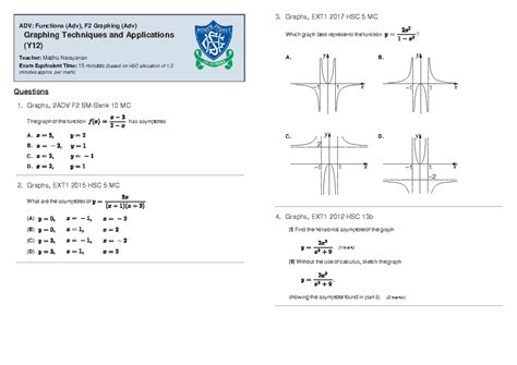 13 Sketching Rational Functions 1 Graphs 2adv F2 Sm Bank 10 Mc 2