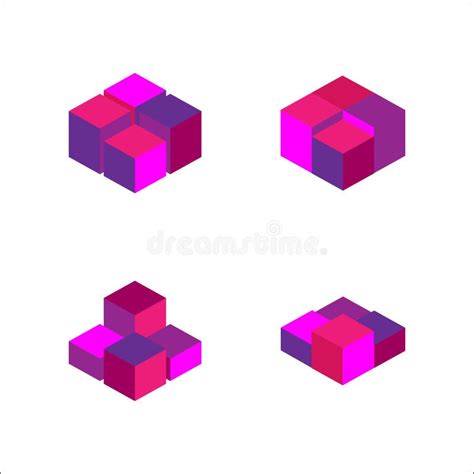 Set Of Geometric Cube Fashion Graphic Designvector Illustration Background Design Optical