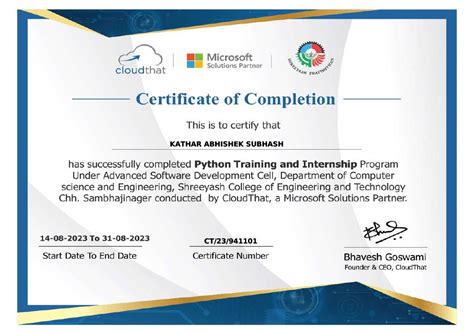 Python Training Internship Cloudthat Microsoftsolutionspartner