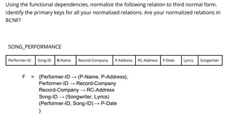 Solved Using The Functional Dependencies Normalize The Chegg