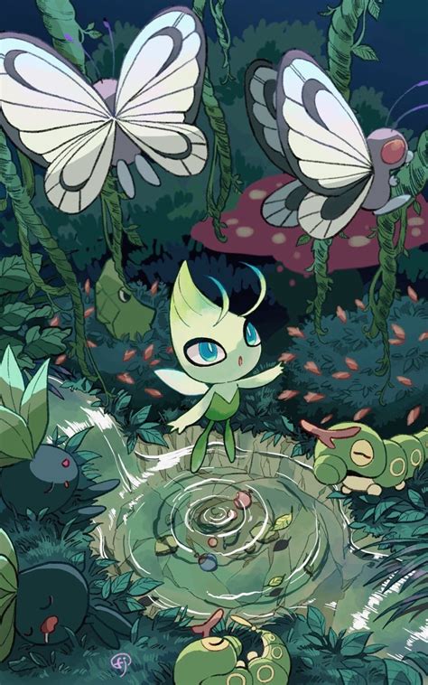 Celebi Oddish Butterfree Caterpie And Metapod Pokemon Drawn By