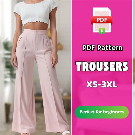 Pants Sewing Pattern XS XXXL Stylish Trousers DIY Sewing Pattern For All Skill Levels Trousers