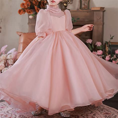 여아용 핑크 공주 드레스 바닥 길이 어린이 투투 드레스 아기 달콤한 생일 파티 의류 여아 웨딩 드레스 패션 Aliexpress