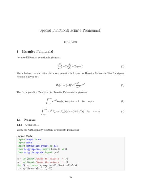 Special Function Hermite Polinomial 1 Pdf Algebra Functions And Mappings
