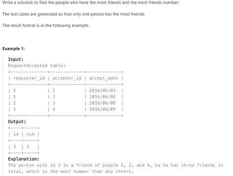 [sql 117]602 friend requests ii who has the most friends