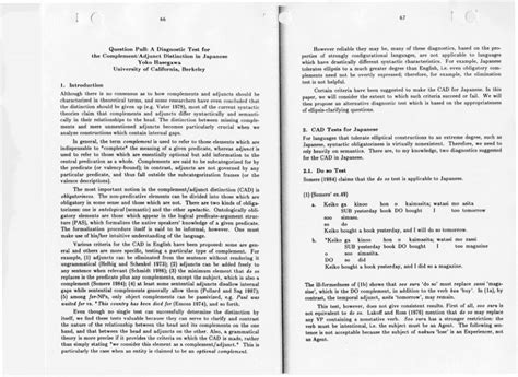 Pdf Question Pull A Diagnostic Test For The Complement Adjunct Distinction In Japanese Author S