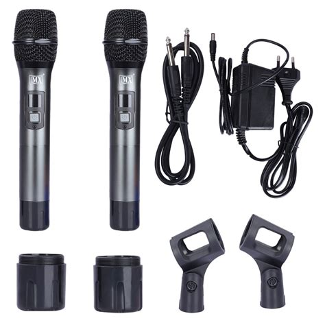 MX Dual UHF Wireless Microphone System With 2 Handheld Mics Variable Frequency For Party