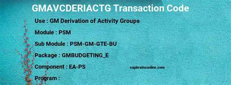 Gmavcderiactg Sap Tcode For Gm Derivation Of Activity Groups