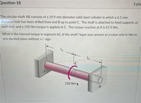solved question 18 3 pts the circular shaft ab consists of a
