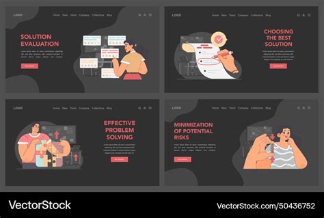 Solution Assessment Set Flat Royalty Free Vector Image