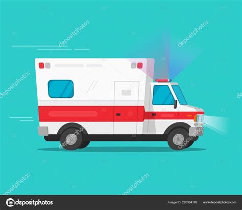 Ambulancia Coche De Emergencia En Movimiento Rápido Vector Ilustración