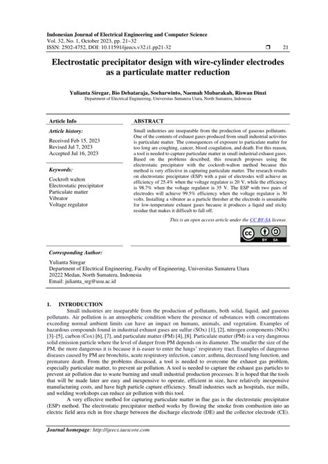 Pdf Electrostatic Precipitator Design With Wire Cylinder Electrodes