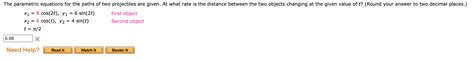 solved the parametric equations for the paths of two