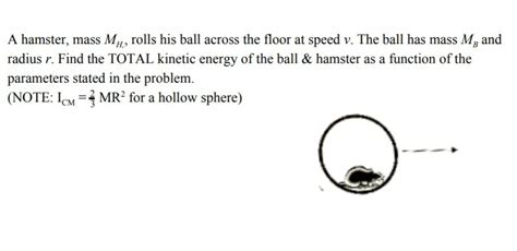 Solved A Hamster Mass M Rolls His Ball Across The Floor At