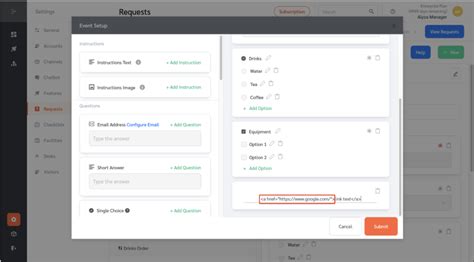 allowing clickable links in service request forms facilitybot