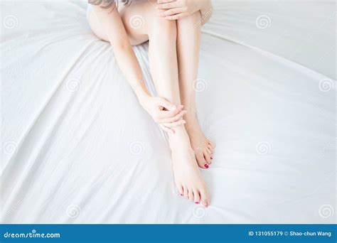 Beauty Woman Touch Her Leg Stock Image Image Of Chinese 131055179
