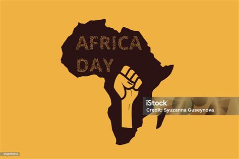 아프리카 지도 실루엣 배너가 있는 아프리카의 날 그림입니다 축하 디자인 카드 템플릿입니다 아프리카 해방 5월 25일 벡터 배경 0명에 대한 스톡 벡터 아트 및 기타 이미지