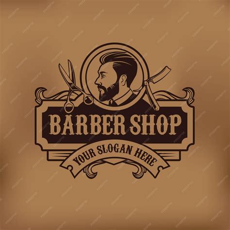 Barber Shop Modern Vintage Logo Design Premium Vector