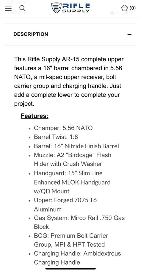 Thoughts On This Complete Ar 556 Upper From Rifle Supply R Caguns