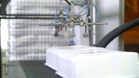 Robotic Manipulator Moving Plastic Container To Conveyor Belt At
