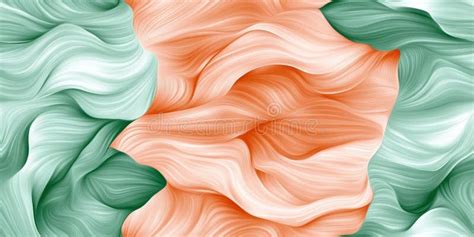 Abstract Fluid Wave Pattern In Green And Orange Tones Stock Illustration Illustration Of