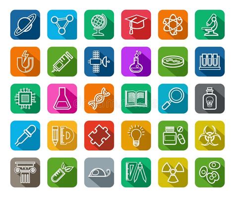 Science White Background Contour Icons Monochrome Seamless Vector Stock Vector