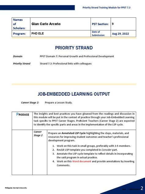 pst module 8 career stage 2 jel output pdf lesson plan teachers