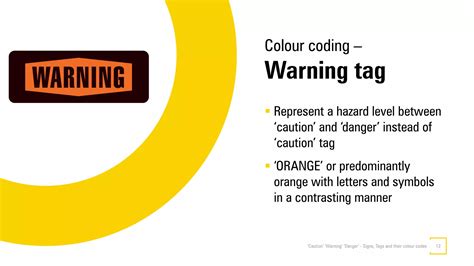 Caution Warning Danger Signs Tags And Their Colour Codespdf
