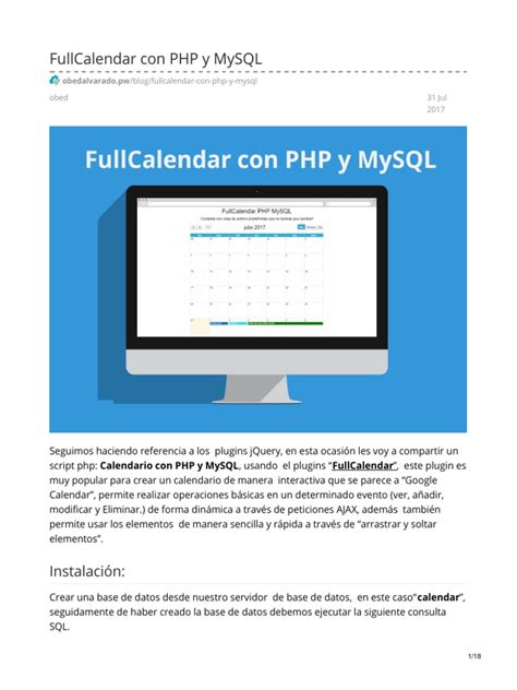 obedalvarado pw fullcalendar con php y mysql pdf php desarrollo