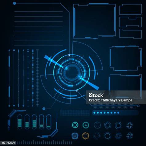 추상적인 원형 기술 미래 지향적 인 인터페이스 Hud 개념 벡터 일러스트 레이 션 가상현실에 대한 스톡 벡터 아트 및 기타 이미지 가상현실 개념 개념과 주제 Istock