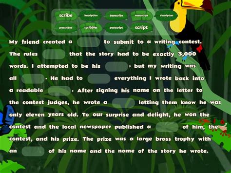 Script Fill In The Blanks Complete The Sentence