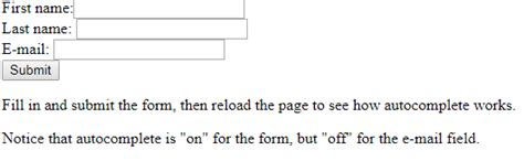 Html Autocomplete Attribute