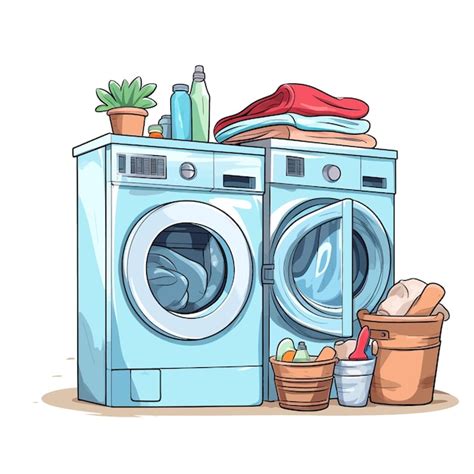 Premium Vector Hand Drawn Laundry Room Cartoon Vector Illustration