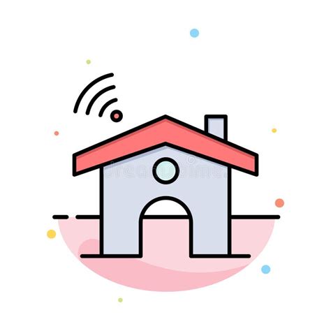 Wifi Service Signal House Abstract Flat Color Icon Template Stock