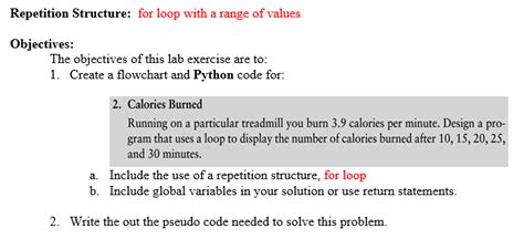 Solved Repetition Structure For Loop With A Range Of Values Chegg