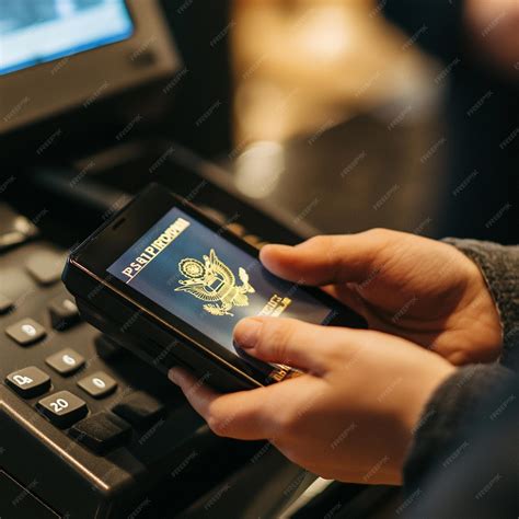 A Person Scanning Their Passport And Visa Using A Digital Reader For Verification Premium Ai A Person Scanning Their Passport And Visa Using A Digital Reader For Verification Premium Ai