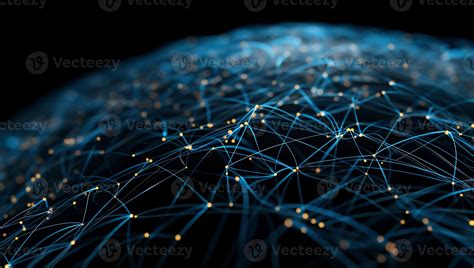 Global Network Of Interconnected Points And Lines Forming A Sphere A