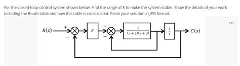solved for the closed loop control system shown below find