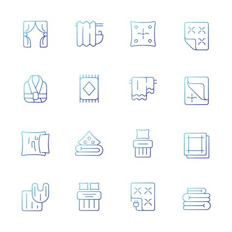 Textile Products Gradient Linear Vector Icons Set Pack Cover Linear Vector Pack Cover Linear