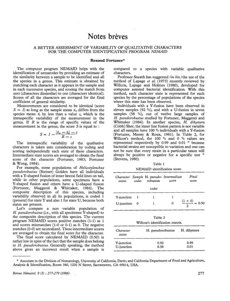Pdf A Better Assessment Of Variability Of Qualitative Characters For