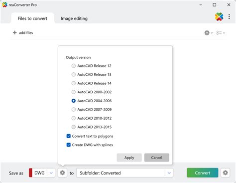 Choose Autocad Version When Converting To Dwg Or Dxf