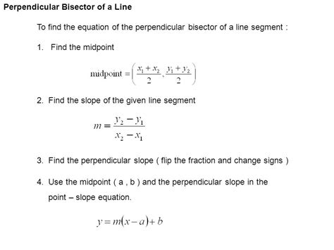 Perpendicular Bisector Formula