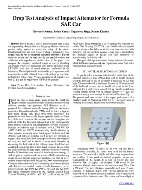 Drop Test Analysis Of Impact Attenuator Pdf Simulation Aluminium