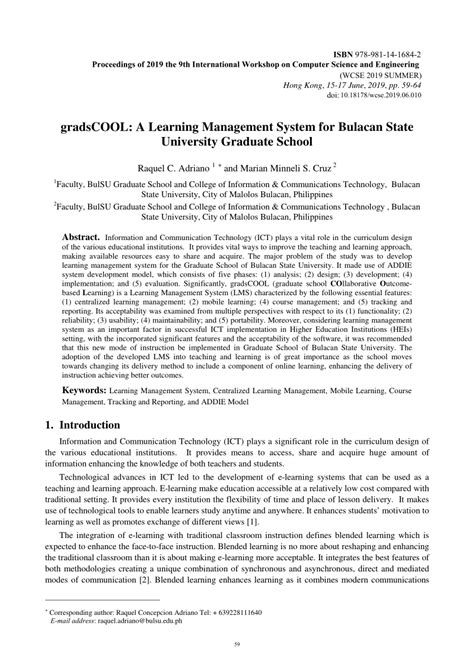 Pdf Gradscool A Learning Management System For Bulacan State University Graduate School